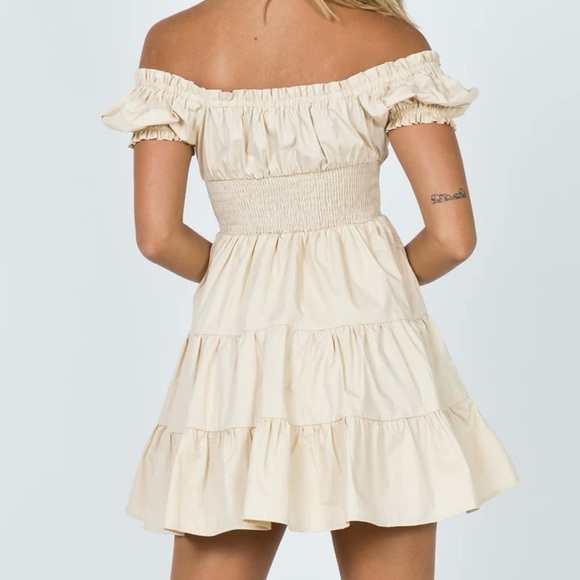 Princess Polly | Dresses | Princess Polly Daniela Beige Tiered Mini ...